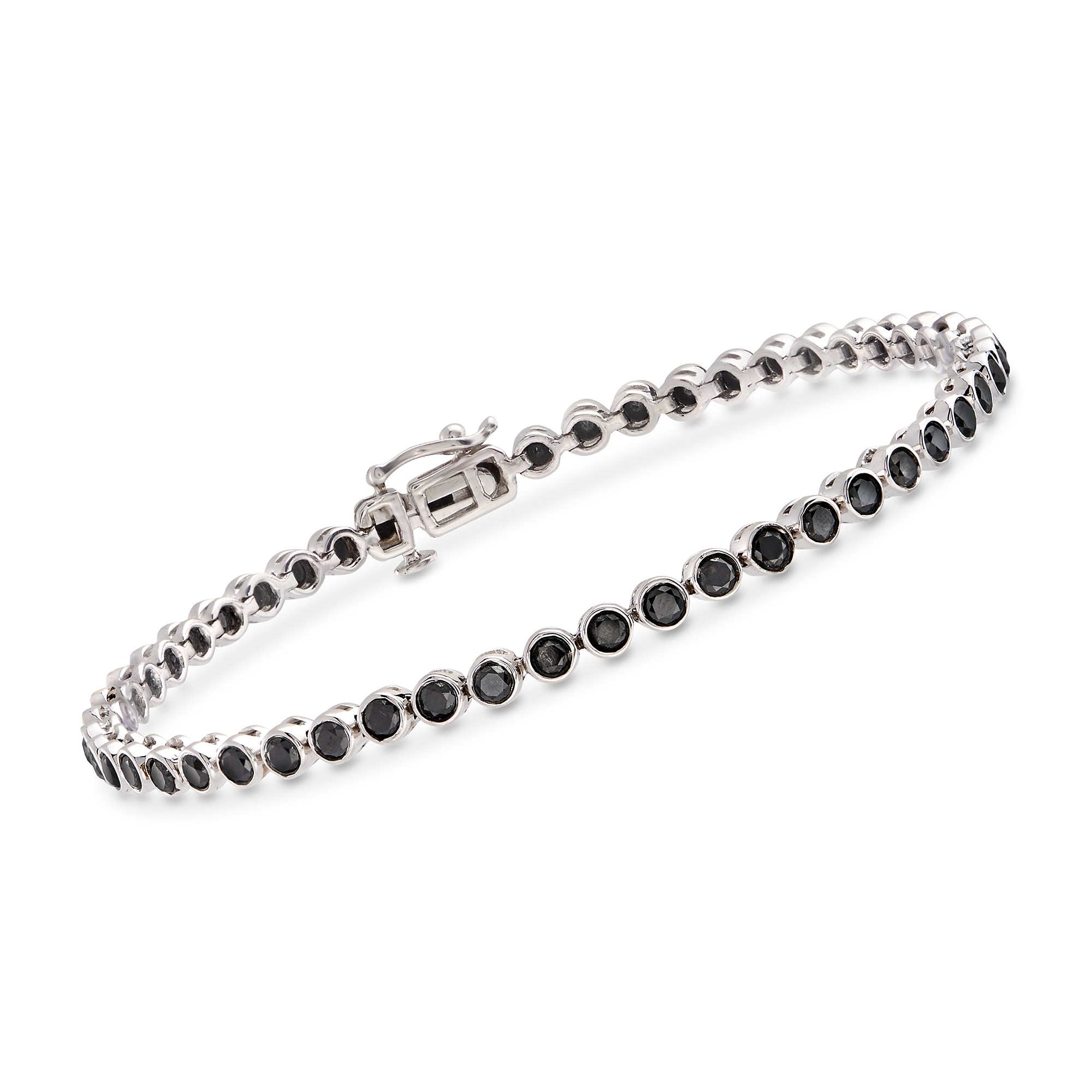 3 00 Ct T W Bezel Set Black Diamond Tennis Bracelet In Sterling
