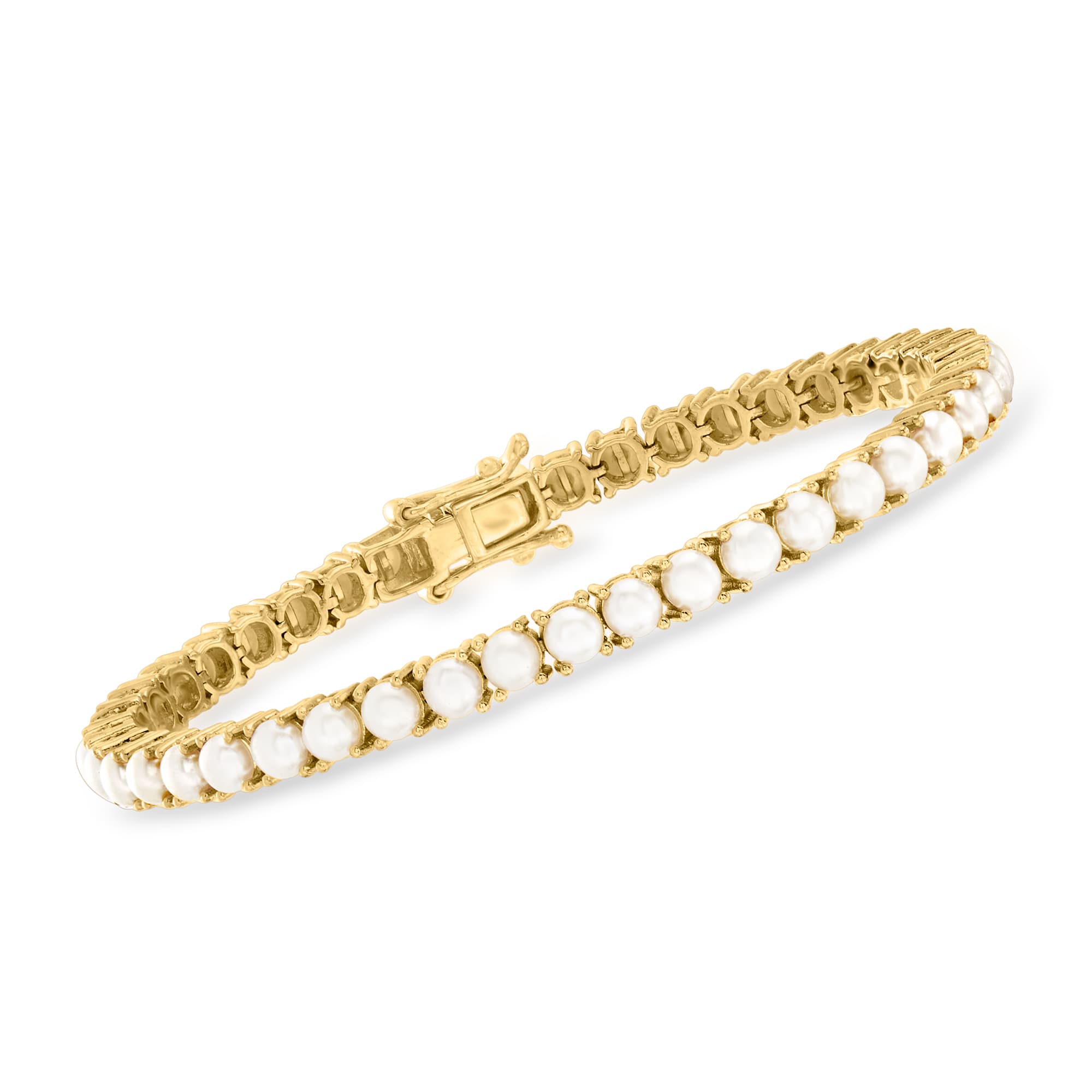 4mm Cultured Pearl Tennis Bracelet In 18kt Gold Over Sterling Ross Simons
