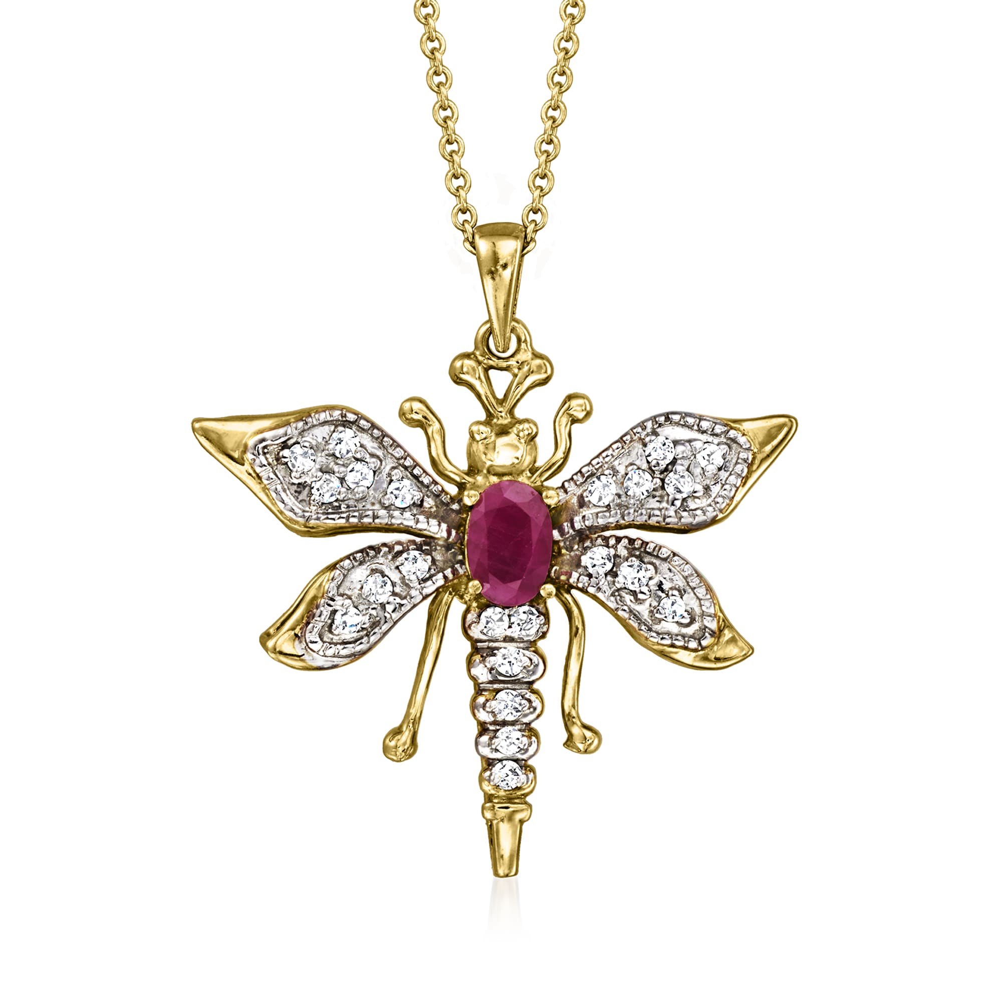 C 1980 Vintage 65 Carat Ruby And 35 Ct T W Diamond Dragonfly