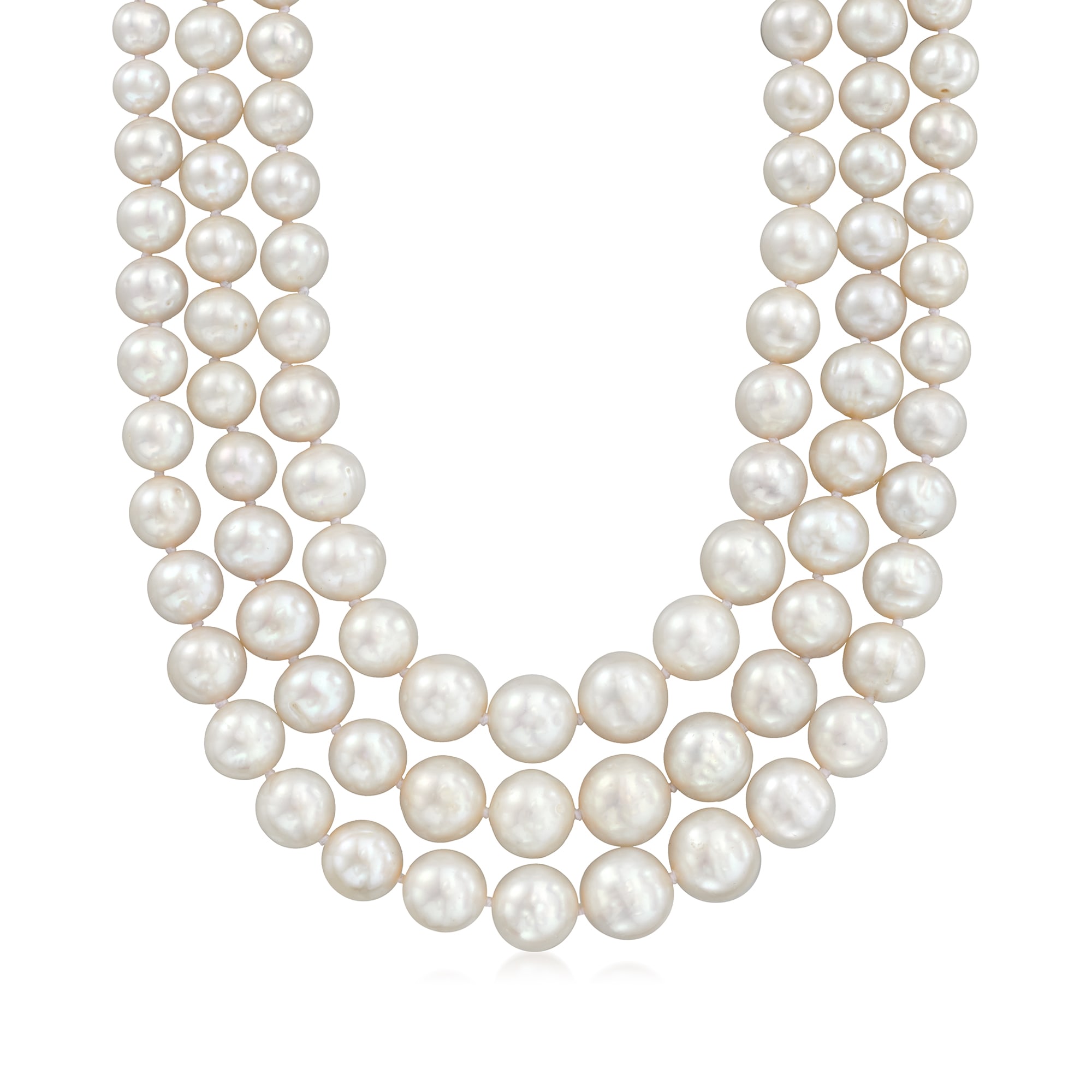 5 11mm Cultured Pearl Three Strand Necklace With Sterling Silver Ross