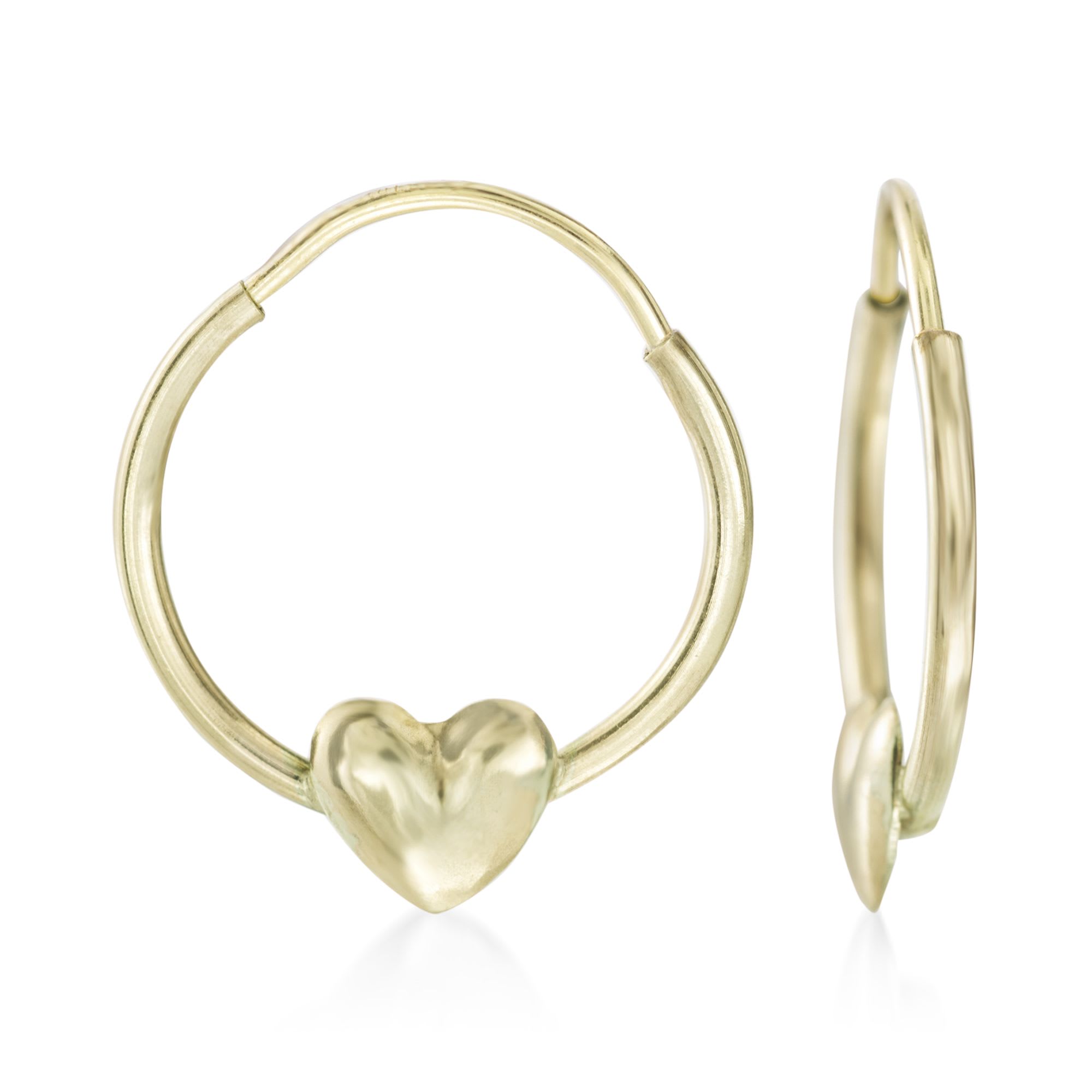 Child's 14kt Yellow Gold Heart Hoop Earrings | Ross-Simons Child's 14kt Yellow Gold Heart Hoop Earrings | Ross-Simons