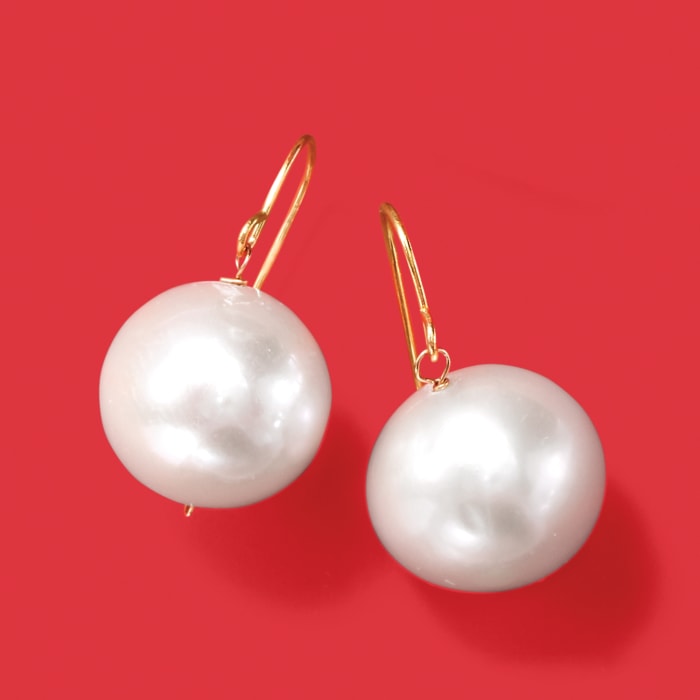 11mm Cultured Pearl Drop Earrings In 14kt Yellow Gold Ross Simons
